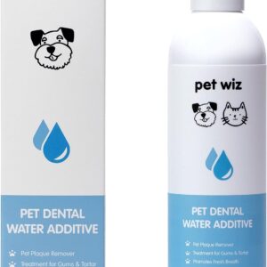 pet wiz Dental Water Additive for Dogs & Cats - Plaque Remover, Treatment for Gums & Tartar, Promotes Fresh Breath