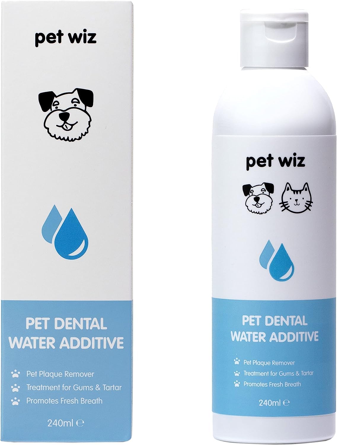 pet wiz Dental Water Additive for Dogs & Cats - Plaque Remover, Treatment for Gums & Tartar, Promotes Fresh Breath