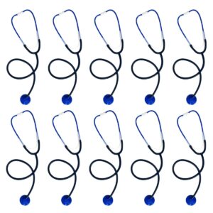 disposable stethoscope, blue, 10 pack, single patient use, plastic, 22" pvc y-tubing, lightweight for home, education, doctors, nurses