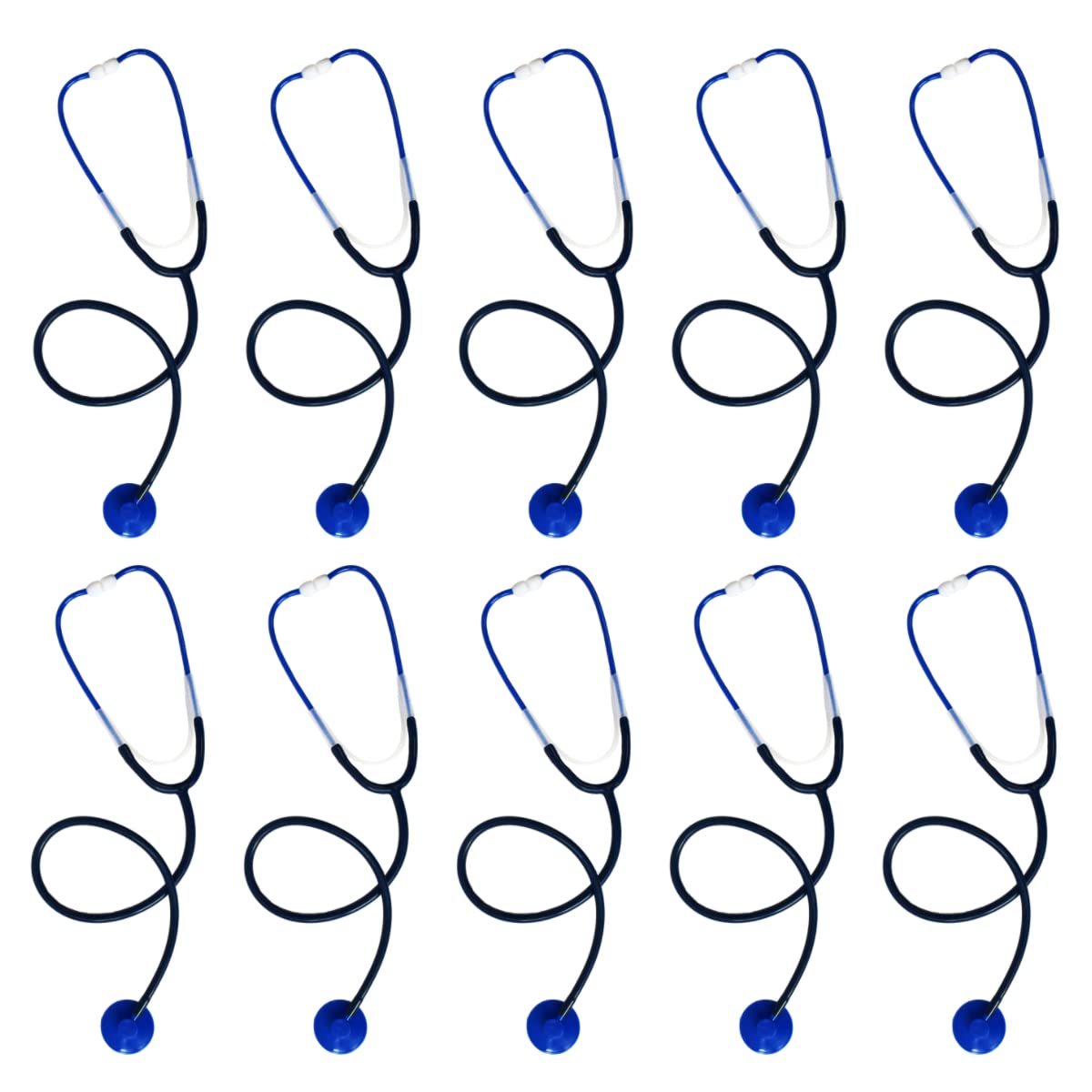 Disposable Stethoscope, Blue, 10 Pack, Single Patient Use, Plastic, 22" PVC Y-Tubing, Lightweight for Home, Education, Doctors, Nurses