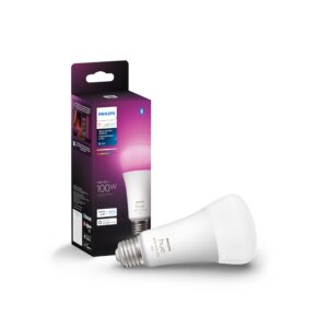 philips hue smart 100w a21 led bulb - white and color ambiance color-changing light - 1 pack - 1600lm - e26 - indoor - control with hue app - works with alexa, google assistant and apple homekit