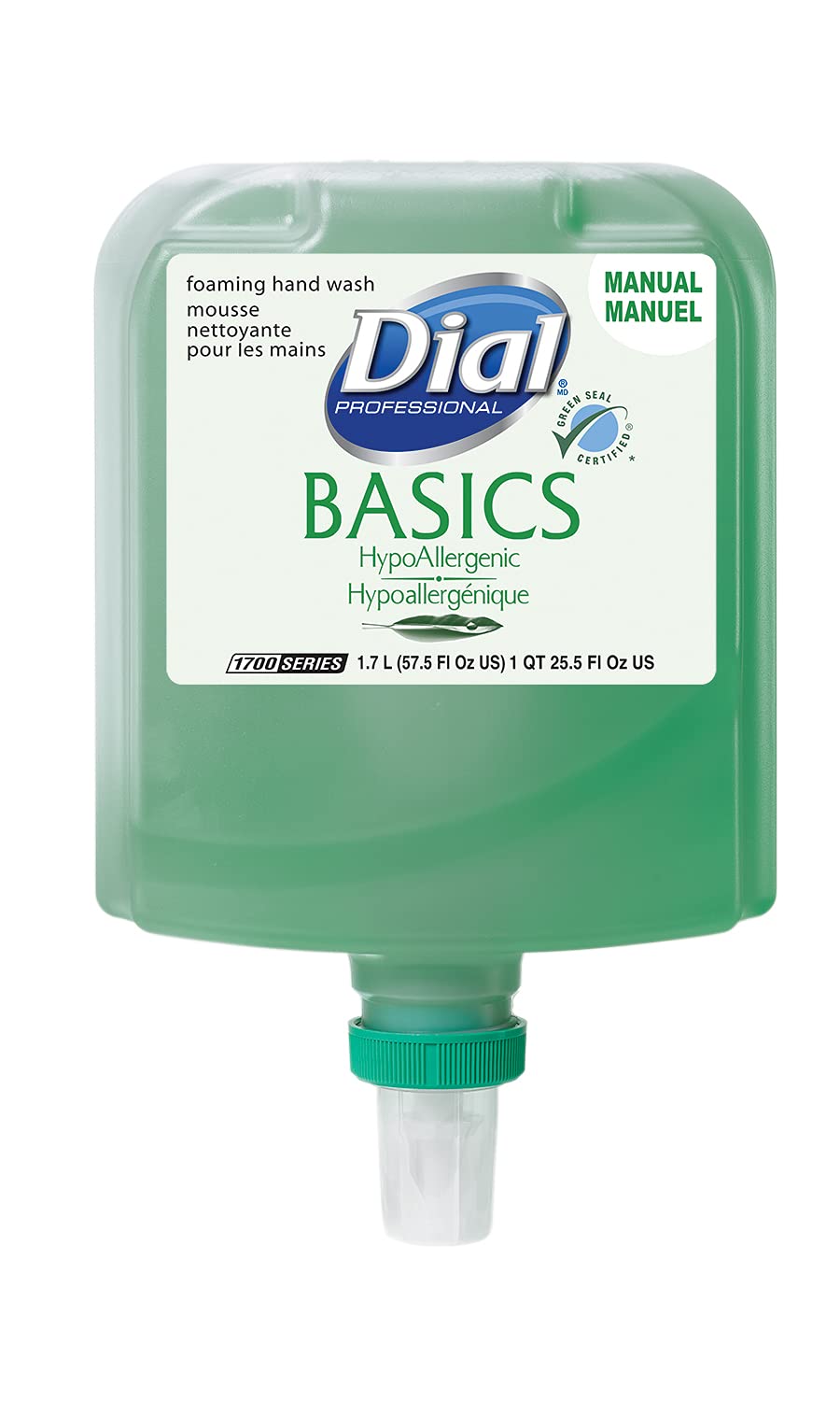 Dial Basics with Vitamin E Hypoallergenic Foaming Hand Wash, 1700 Universal Manual, 1.7L Dispenser Refill (Pack of 3)