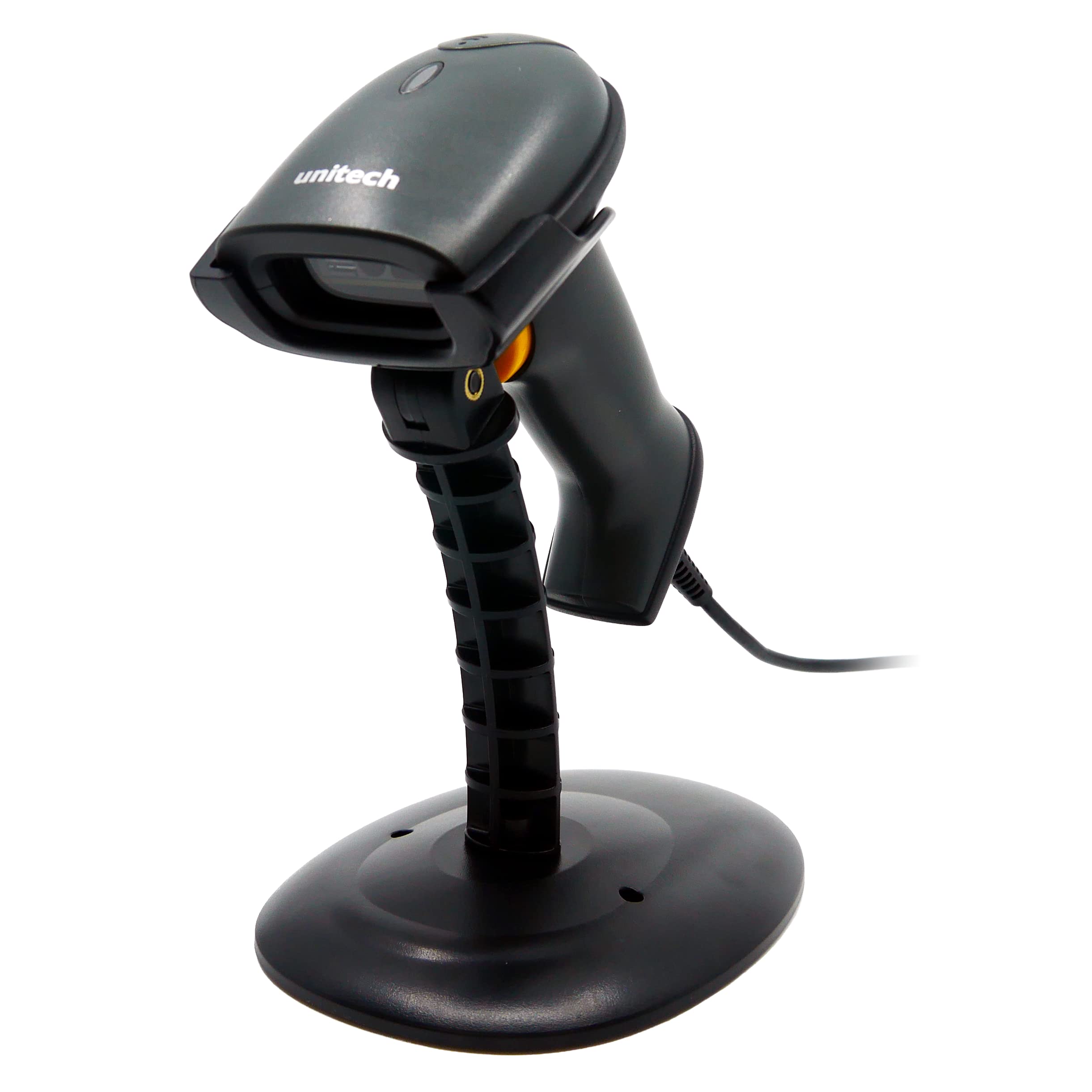 UNITECH America 2D Imager Barcode Scanner, USB Cable, Plug and Play, Gooseneck Stand/Cradle, Black, Read 3mil barcodes, PDF417, QR Code, Data Matrix, Aztec Code, IP54, 1.5M Drop, MS838-2UCB0S-SG