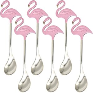 maydahui 6pcs flamingo spoons cute animal spoon 5.1 inch 18/10（304）stainless steel coffee iced tea espresso dessert stirring spoon kitchen accessory tableware