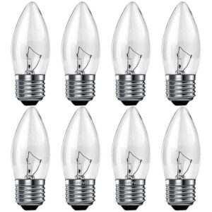 lingruiyi 40w incandescent torpedo tip chandelier with crystal clear incandescent light bulbs,flame tip light bulbs, tip light bulb and medium e26 candelabra base (8pack)