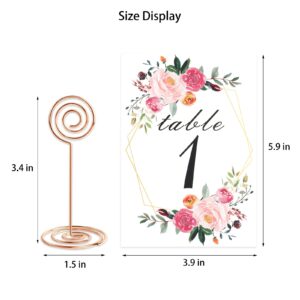 26 PCS Table Number Holder - Table Card Holder Stand Wire Photo Holder with 26 Pcs Floral Table Number Cards, Place Card Holder Stand for Weddings Party Office Paper Memo Menu Note Clips