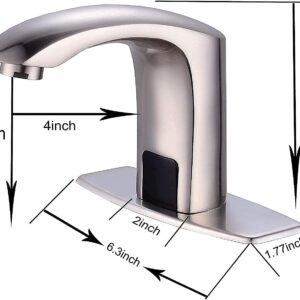 Automatic Sensor Touchless Bathroom Sink Faucet Hands-Free Bathroom Sink Faucet with Overflow Drain Aerator Bath Tub Lavatory Vanity Brushed Nickel Commercial One Hole Brass Basin Mixer Tap