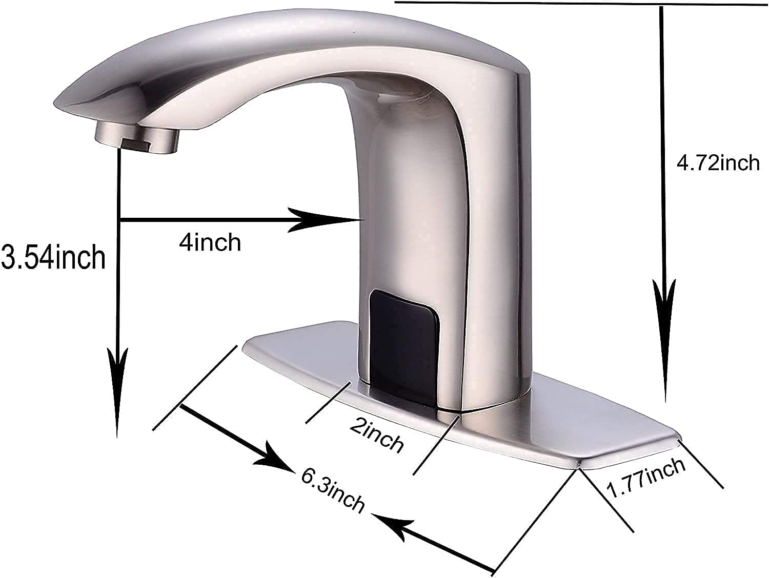 Automatic Sensor Touchless Bathroom Sink Faucet Hands-Free Bathroom Sink Faucet with Overflow Drain Aerator Bath Tub Lavatory Vanity Brushed Nickel Commercial One Hole Brass Basin Mixer Tap