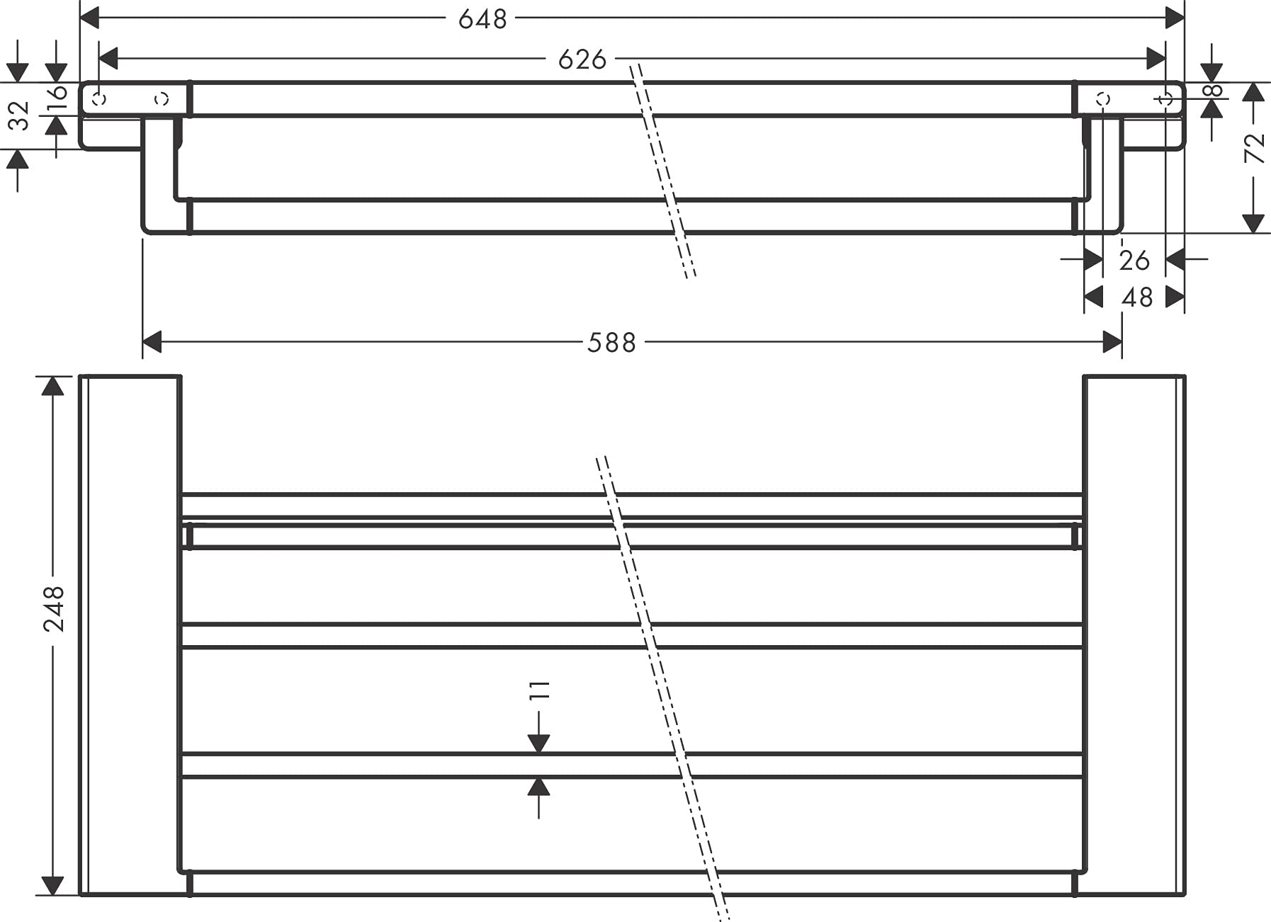 Hansgrohe -Towel Rack with Holder 26-inch Holder in Chrome, 41751000