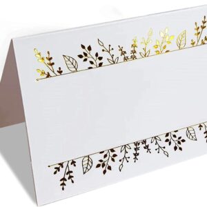 100 Pack Large Name Cards for Table Setting - Tent Place Cards with Gold Foil Design for Wedding, Banquets, Events, Reserved Seating, 2.5"x3.75"