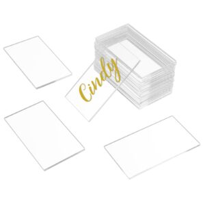 kaitela clear acrylic place cards 1/8" thick, 3.5" x 2" small rectangle acrylic blank seating card, escort name plate for table setting, wedding, dinner party, 20 pcs