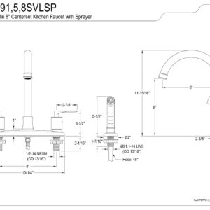 Kingston Brass FB7791SVLSP Serena 8" Centerset Kitchen Faucet, Polished Chrome