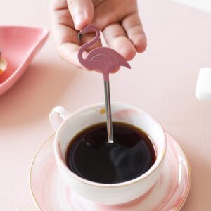 Maydahui 6PCS Flamingo Spoons Cute Animal Spoon 5.1 inch 18/10（304）Stainless Steel Coffee Iced Tea Espresso Dessert Stirring Spoon Kitchen Accessory Tableware