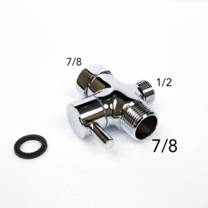 Empava 7/8 T-Adapter with Shut-Off Valve Tee Connector Water Diverter for Toilet Bidet in Brass