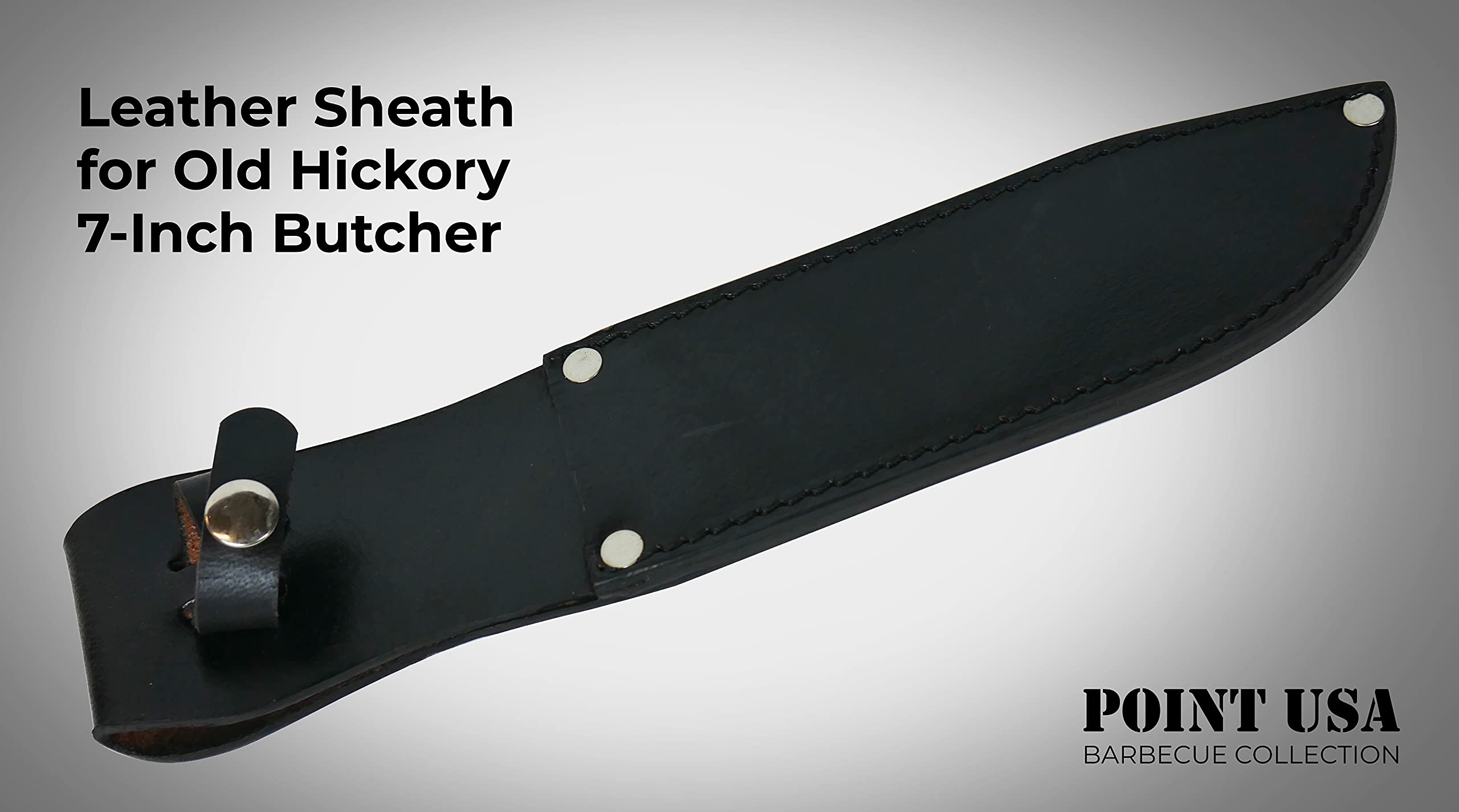 Generic 7 inch Knife Sheath - Made to Fit 7-Inch Old Hickory Butcher Knives OKC Leather with Belt Loop in Color Black (7 Inch)