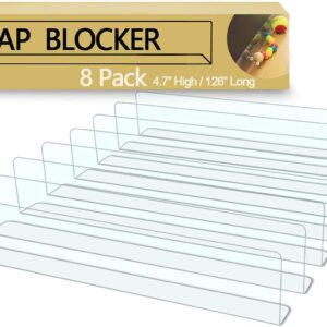 8-Pack Toy Blocker, 4.7" Height Gap Bumper for Under Furniture, BPA Free Safe PVC with Strong Adhesive, Stop Things Going Under Sofa Couch or Bed, Easy to Install