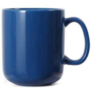 20 oz large coffee mug, smilatte m016 plain ceramic boss big tea cup with handle for dad men, blue