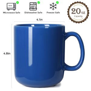 20 OZ Large Coffee Mug, Smilatte M016 Plain Ceramic Boss Big Tea Cup with Handle for Dad Men, Blue