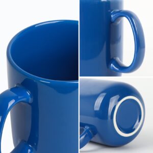 20 OZ Large Coffee Mug, Smilatte M016 Plain Ceramic Boss Big Tea Cup with Handle for Dad Men, Blue