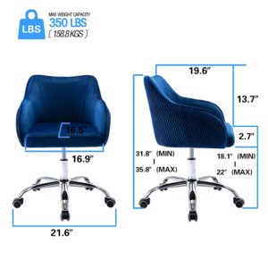 CAELUM Cute Desk Chair for Teen Girl Kids, Home Office Computer Desk Chairs with Wheels and Arms, Comfy Velvet Fabric Swivel Rolling Task Chair Vanity Chair for Makeup Room, Bedroom, Living Room