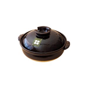 japanese clay pot donabe, 2300ml, for 3-4 people, black, product of mie, japan