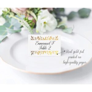 100 Pack Large Name Cards for Table Setting - Tent Place Cards with Gold Foil Design for Wedding, Banquets, Events, Reserved Seating, 2.5"x3.75"