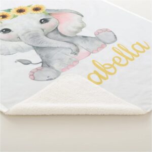 Custom Baby Blanket with Name for Boy Girl Personalized Super Soft Blankets for Newborn Baby Adults Customized Elephant Swadding Blanket Baby Girl Blanket 50 x 60 inches