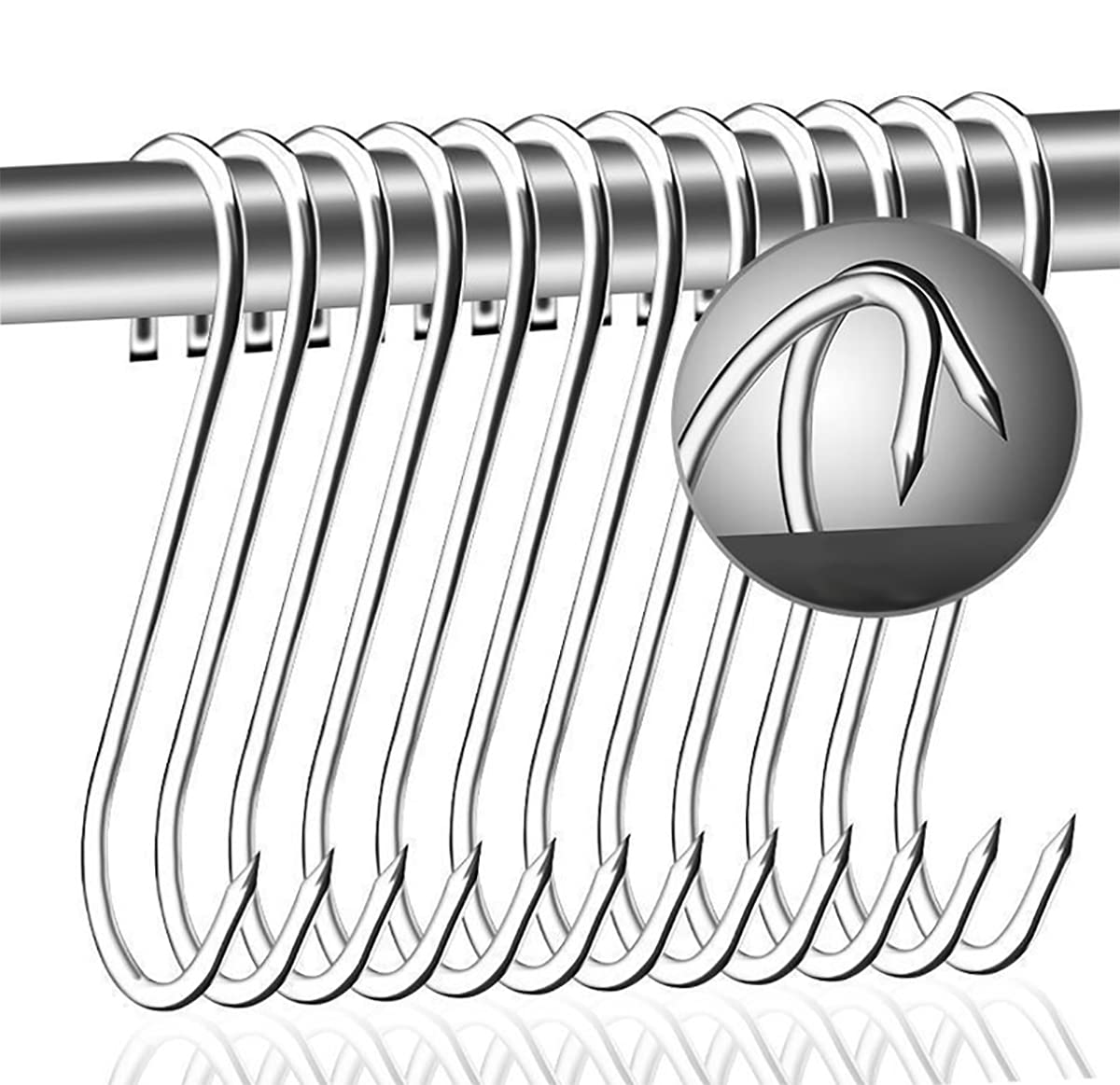 ARTOYS Meat Hooks 4'' 4mm, SUS304 Stainless Steel Butcher's Hook(10Pack), Meat Hook for Smoker, Drying, Butchering, Smoking, BBQ, Grilling,Jerky.