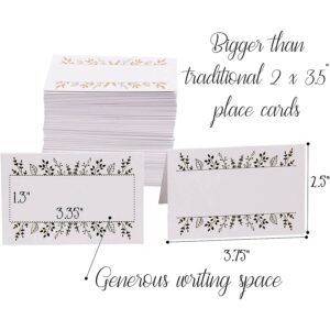 100 Pack Large Name Cards for Table Setting - Tent Place Cards with Gold Foil Design for Wedding, Banquets, Events, Reserved Seating, 2.5"x3.75"