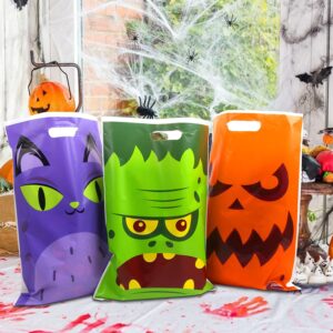 DERAYEE Halloween Trick-or-Treat Bags, 72 Pack Halloween Goodie Candy Bags Large Plastic Gift Bag Party Favor Supplies