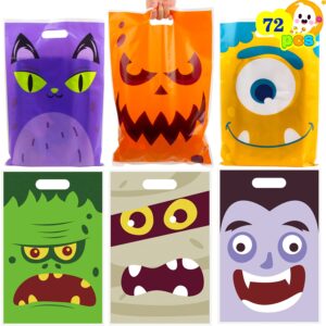 derayee halloween trick-or-treat bags, 72 pack halloween goodie candy bags large plastic gift bag party favor supplies