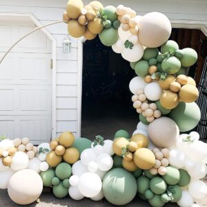 Sage Green Blush Eucalyptus Balloon Garland Kit, 131 Pcs Sage Green Blush Balloons with Artificial Eucalyptus Leaves Stems for Baby Bridal Shower Birthday Safari Party Decoration