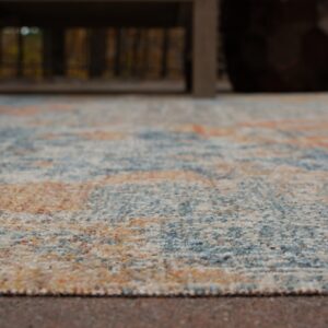 Signature Design by Ashley Wraylen 5 x 7 Low Pile Boho Abstract Rug, Orange & Blue