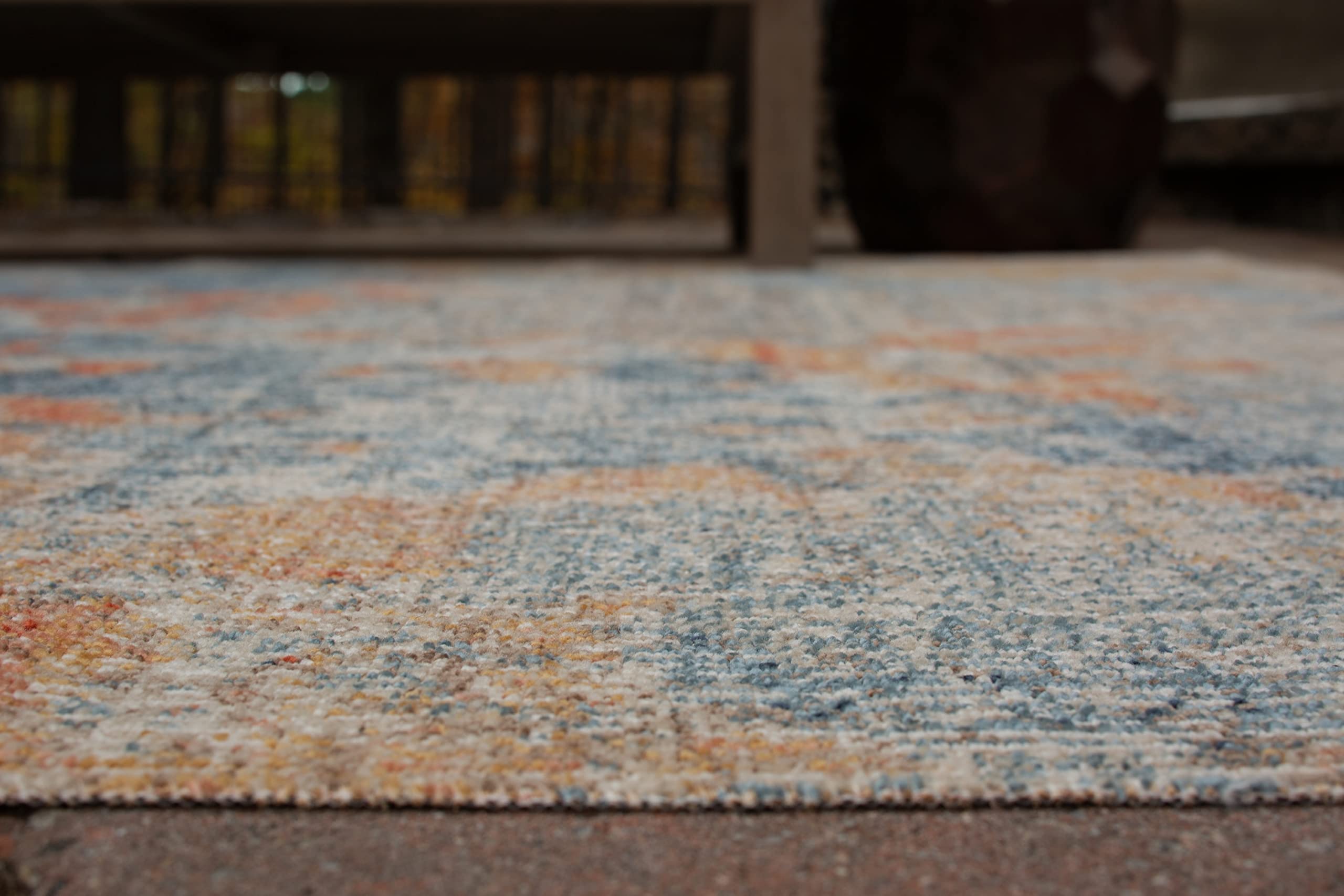 Signature Design by Ashley Wraylen 5 x 7 Low Pile Boho Abstract Rug, Orange & Blue