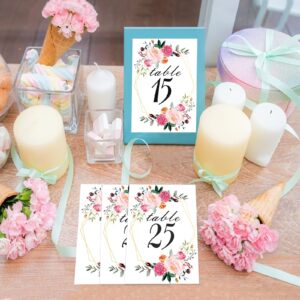 Floral Table Number Cards 1-26, Geometric Floral Table Cards - Double Sided 4 x 6 Card Stock, Table Numbers Cards for Wedding Decorations, Receptions, Party, Baby Showers, Special Event