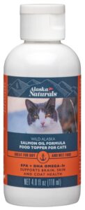 alaska naturals – wild alaska salmon oil formula cat food topper – epa and dha omega-3 - supplement for cats healthy skin, shiny coat – made in the usa – 4 oz bottle