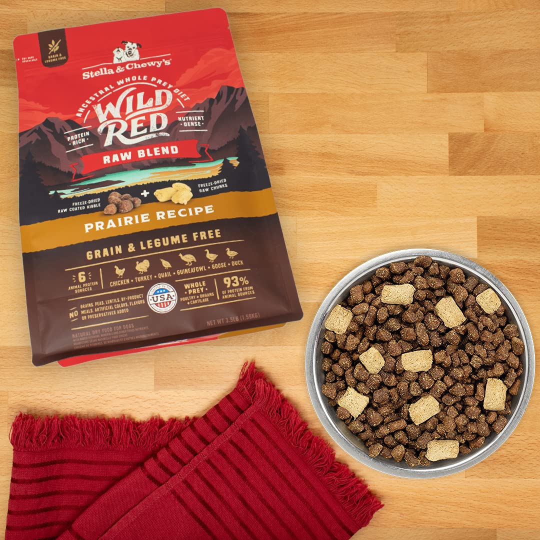 Stella & Chewy's Wild Red Dry Dog Food Raw Blend High Protein Grain & Legume Free Prairie Recipe, 3.5 lb. Bag