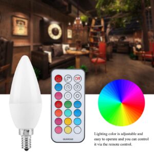 3W LED Candle Light Bulb Lamp, Candle Light Bulbs, 12 Colors 2 Modes Timing with Remote Control Smart Light Bulbs Color Changing, E12 Bulb Remote Control Color Changing