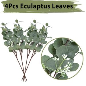 Sage Green Blush Eucalyptus Balloon Garland Kit, 131 Pcs Sage Green Blush Balloons with Artificial Eucalyptus Leaves Stems for Baby Bridal Shower Birthday Safari Party Decoration