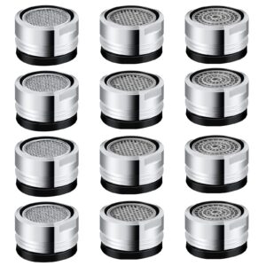 12 pieces 2.2 gpm sink faucet aerator, kitchen sink aerator replacement parts, bathroom faucet aerator, faucet adapter kit with 15/16-inch or 24 mm male thread for kitchen bathroom sink faucets