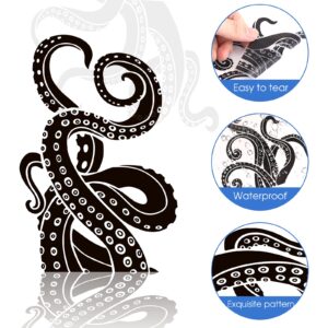 OOTSR 8PCS Octopus Tentacles Wall Decals Sticker, Vinyl Wall Art Decal, Kraken Octopus Toilet Decor Sticker, Wall Art Sticker Tentacles Bathroom Kraken Decal for Toilet Seat