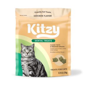 amazon brand - kitzy dental cat treats, chicken, 9.75 oz