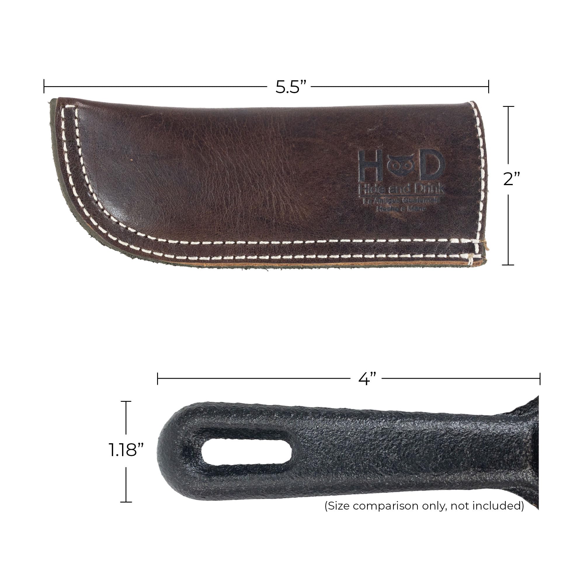 Hide & Drink, Pan Handle Cover Handmade from Full Grain Leather and Sheepskin - Bourbon Brown