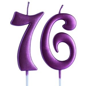 pink 76th birthday candle, number 76 years old candles cake topper, woman party decorations, supplies