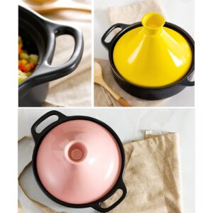 AIZYR Tagine Moroccan Ceramic Cooker Pot, Nonstick Cooking Tagine w/Ceramic Lid Cookware Stew Pan for Different Cooking Styles,Pink,8.5inch