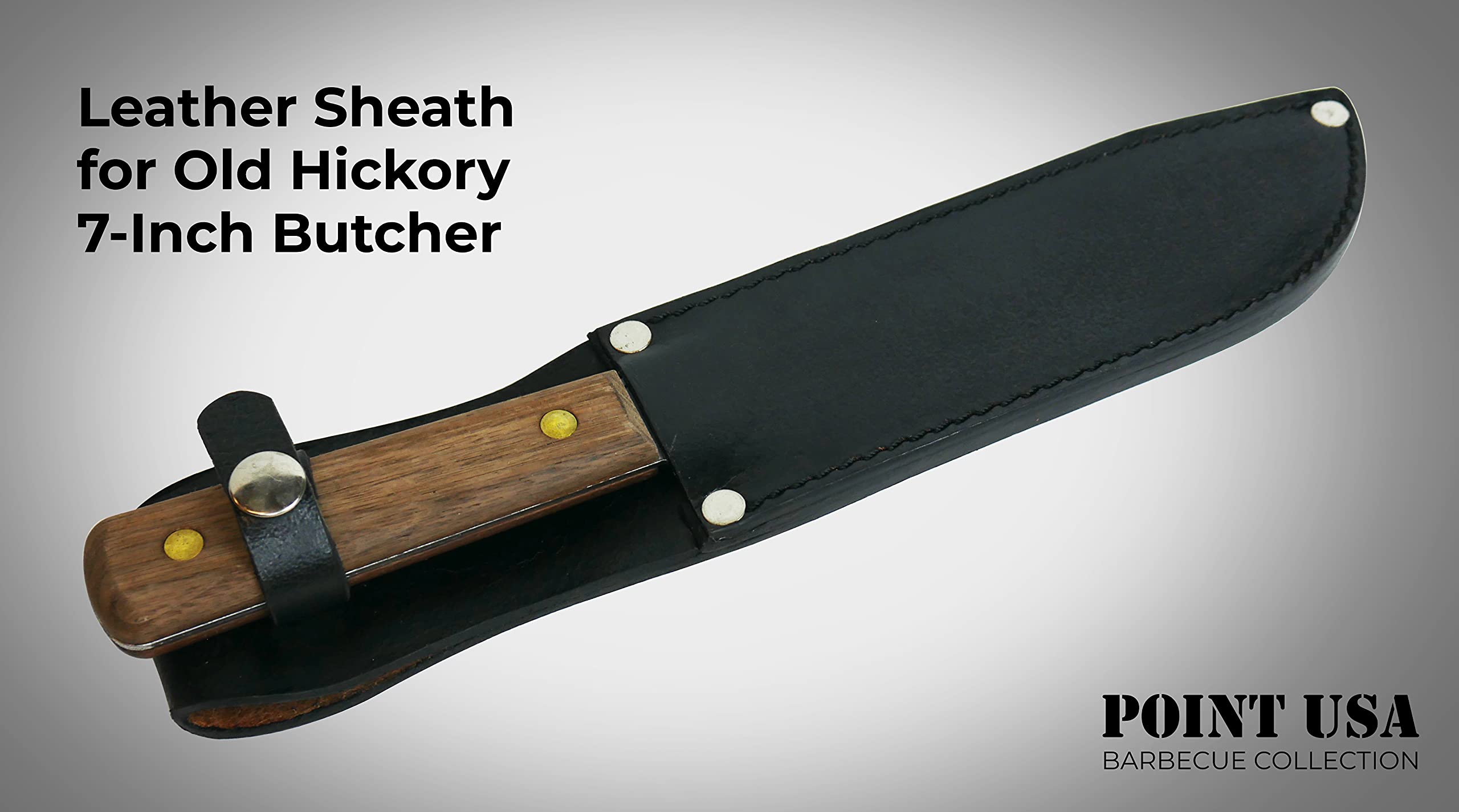 Generic 7 inch Knife Sheath - Made to Fit 7-Inch Old Hickory Butcher Knives OKC Leather with Belt Loop in Color Black (7 Inch)