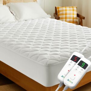 heated mattress pad king size electric mattress pads electric bed warmer fit up to 21" with 11 heat settings dual controller 9 hours auto shut off