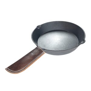 Hide & Drink, Pan Handle Cover Handmade from Full Grain Leather and Sheepskin - Bourbon Brown