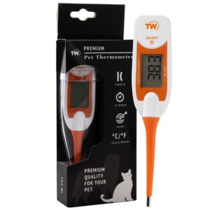 premium pet thermometer for dogs and cats animal owners of dog puppy cat horse equine flexible digital rectal temperature dog thermometer probe with vets veterinary hobdays chart