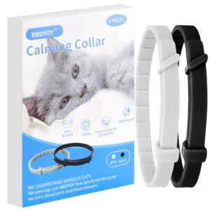 bbdyoy cat calming collar 2 pack pheromone calm anxiety collar for cats and kittens stress reliever relaxing comfortable collar breakaway design gray/black